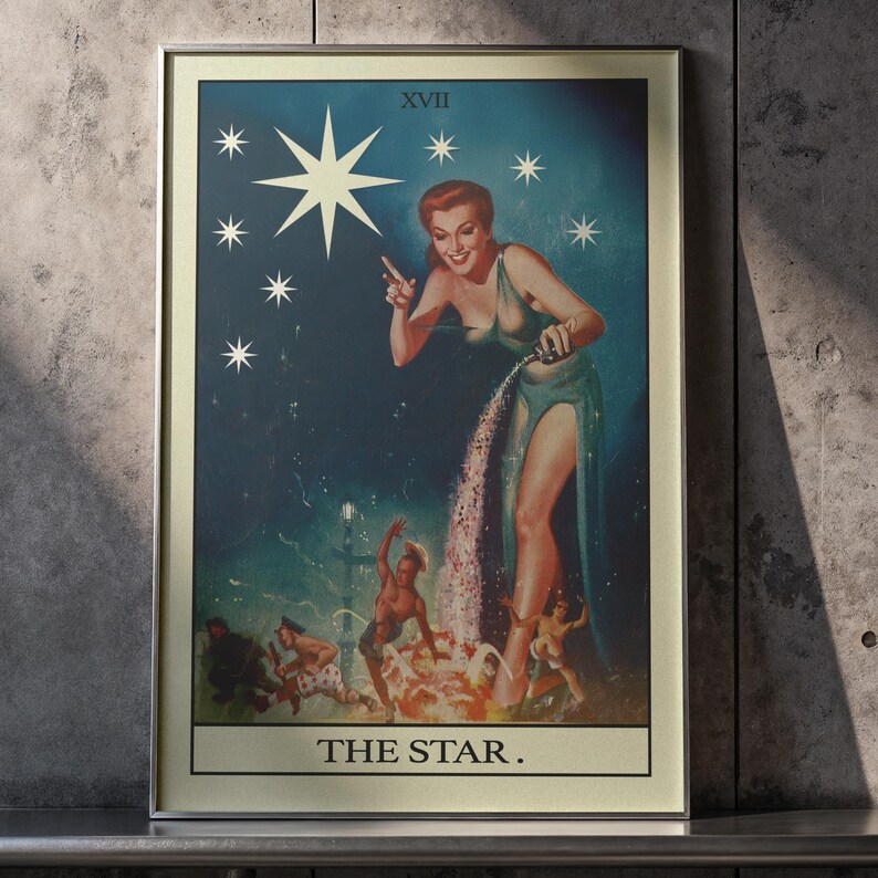 Vintage Surreal Tarot Card Print, the Star Art (digital Artwork A4 Size ...