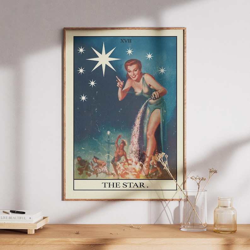 Vintage Surreal Tarot Card Print, the Star Art (digital Artwork A4 Size ...