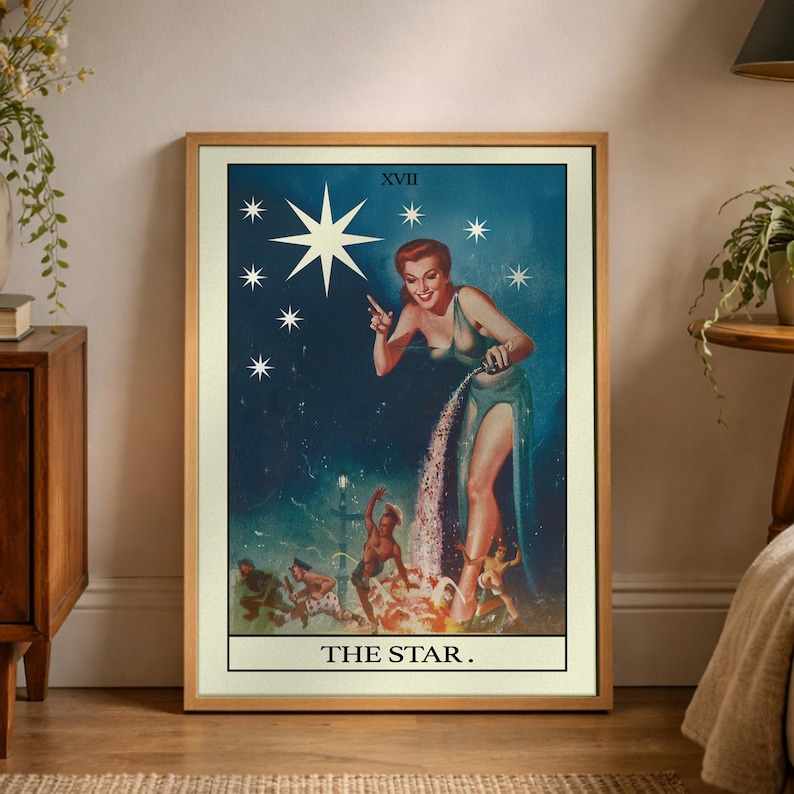 Vintage Surreal Tarot Card Print, the Star Art (digital Artwork A4 Size ...