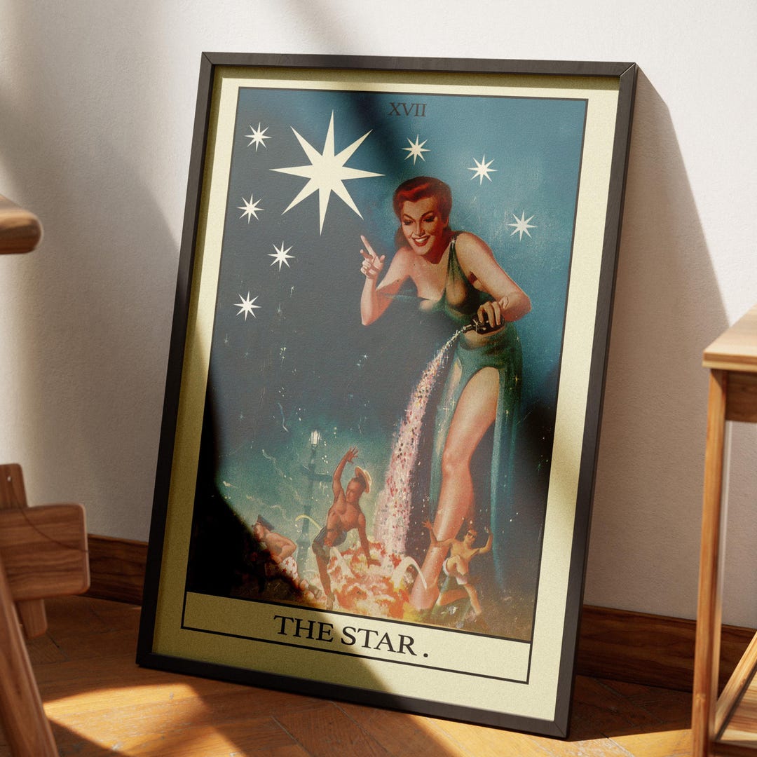 Vintage Surreal Tarot Card Print, the Star Art (digital Artwork A4 Size ...