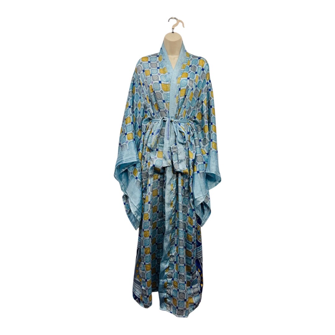 Recycle Silk Kimono Robes for Women Soft Floral Comfortable Bridal Long ...