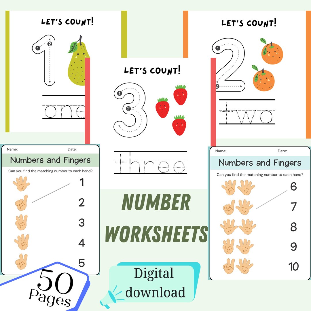 Preschool Math Worksheets, Numbers 1-10, Printable PDF, Counting ...