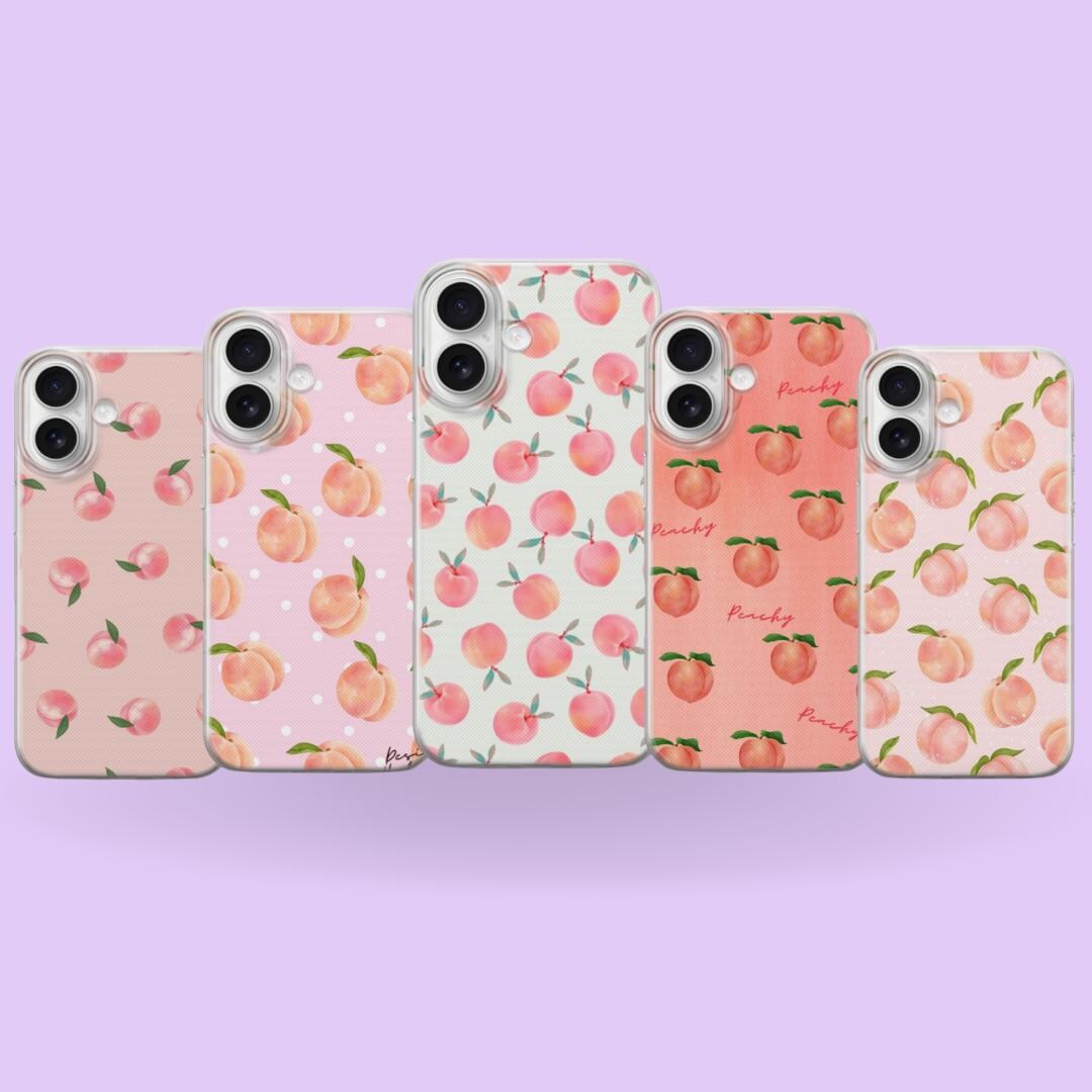Cute Peach Phone Case for iPhone 17 Pro Max, 16e, 15, 14, 12 Samsung ...