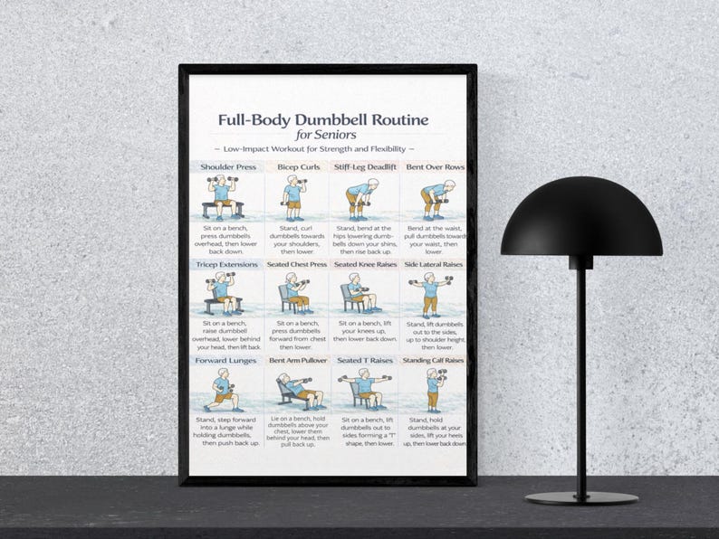 Full Body Dumbbell Workout for Seniors Printable | Low Impact Strength ...