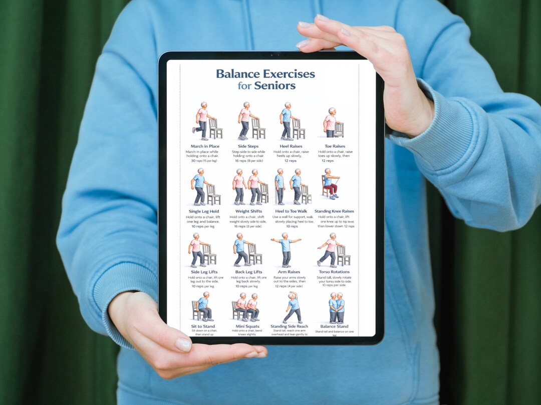 Balance Exercises for Seniors – Printable Poster | Safe Stability ...