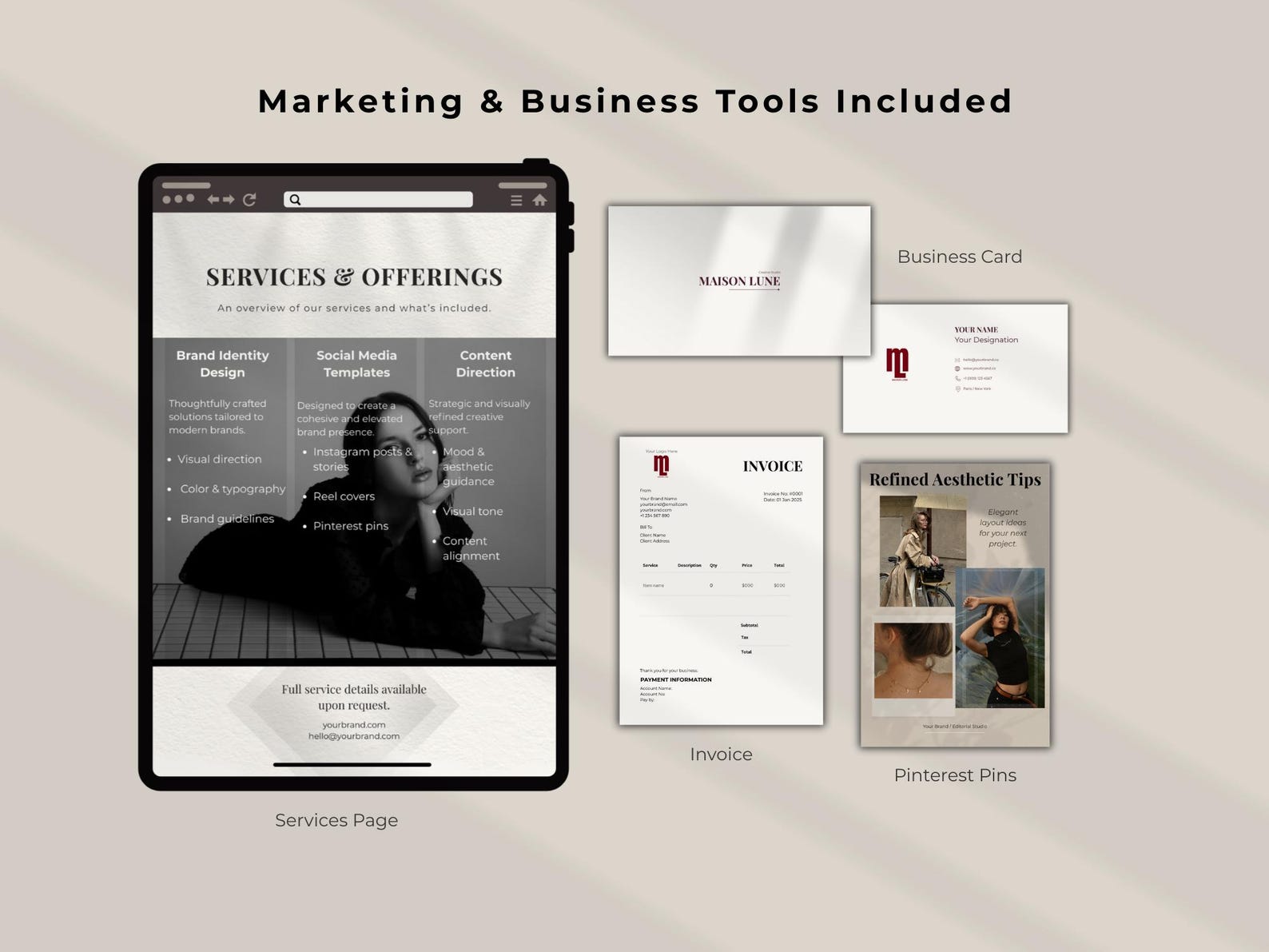 Modern Minimal Brand Kit | Canva Brand Identity Templates for Small ...