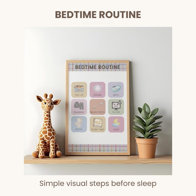 Bedtime Routine Visual Schedule for Kids | Printable Bedtime Chart ...