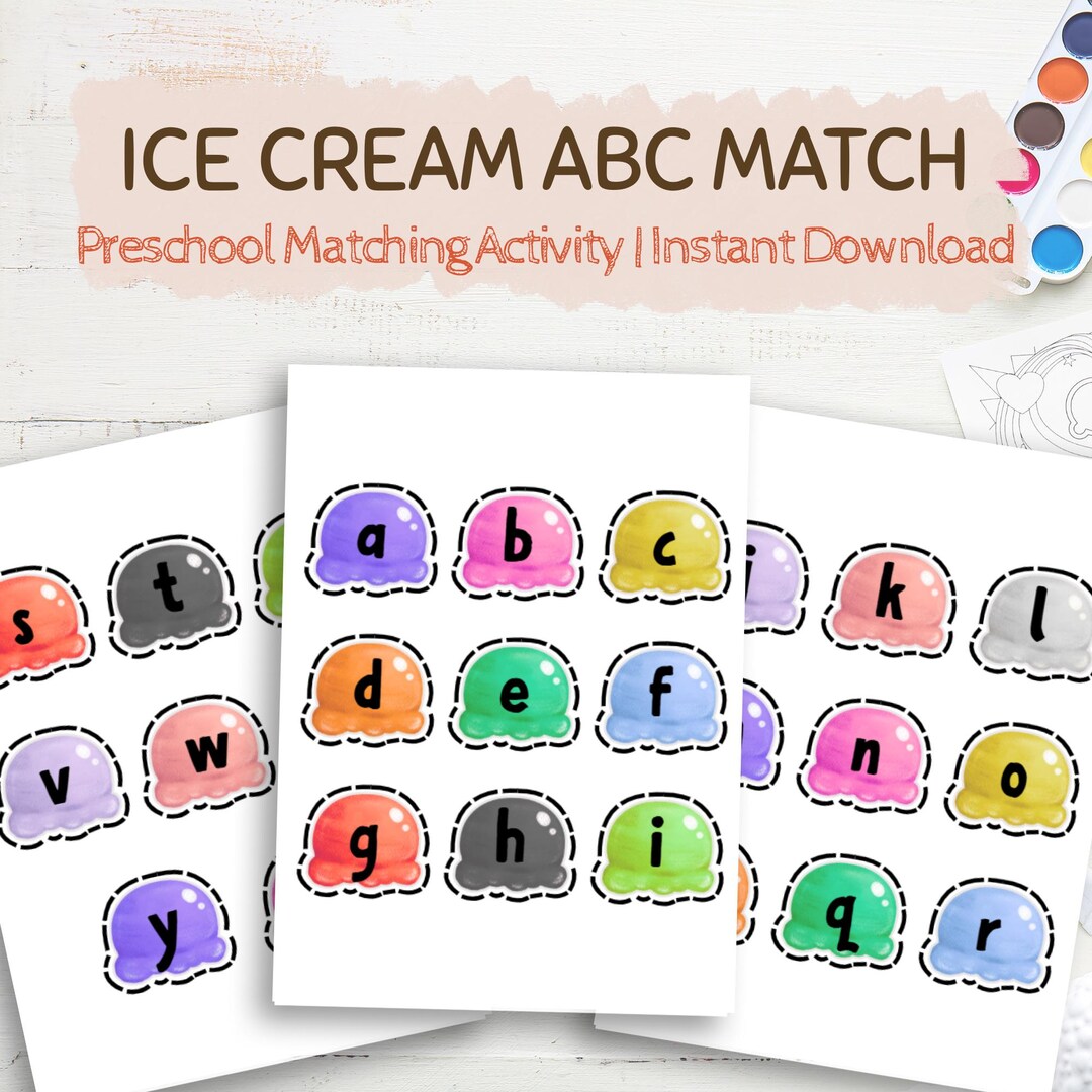 Ice Cream ABC Match | Alphabet Letter Matching Cut & Paste Worksheet ...