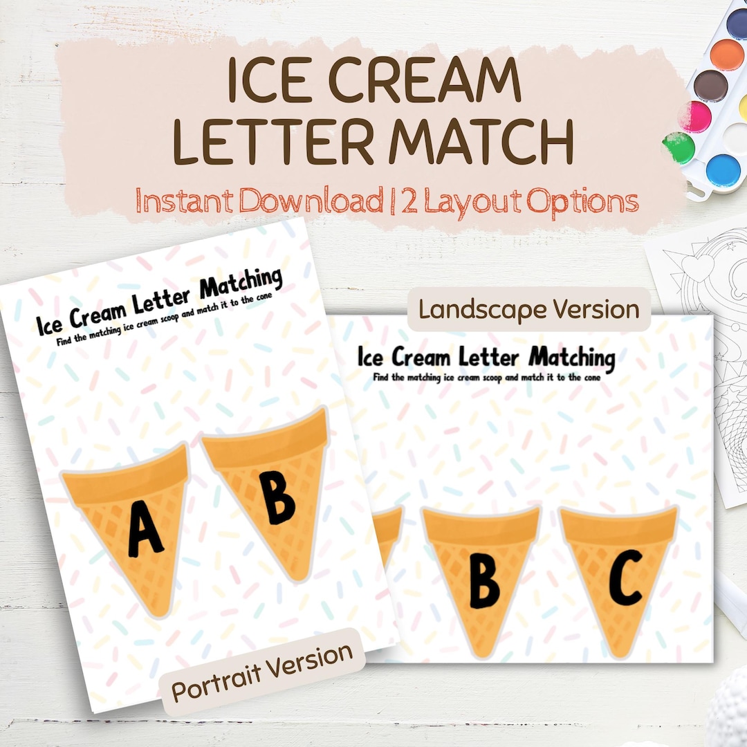 Ice Cream Letter Match Printable | Uppercase & Lowercase Alphabet ...