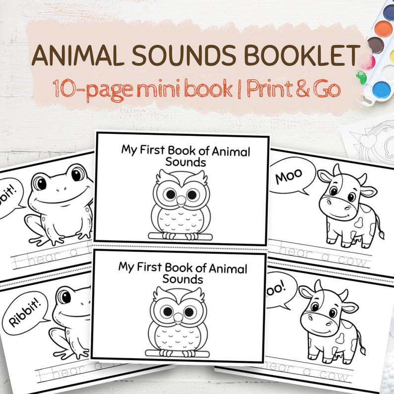 My First Animal Sounds Booklet Printable | Preschool Coloring & Tracing ...