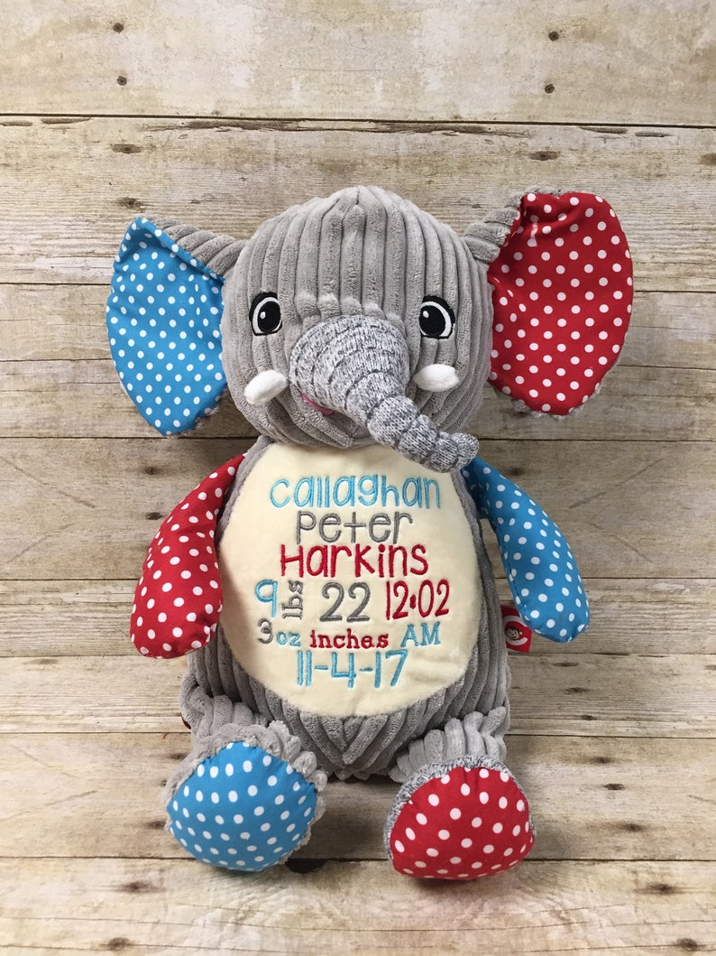 Elephant Birth Stat Stuffed Animal Personalized Baby gift | Etsy