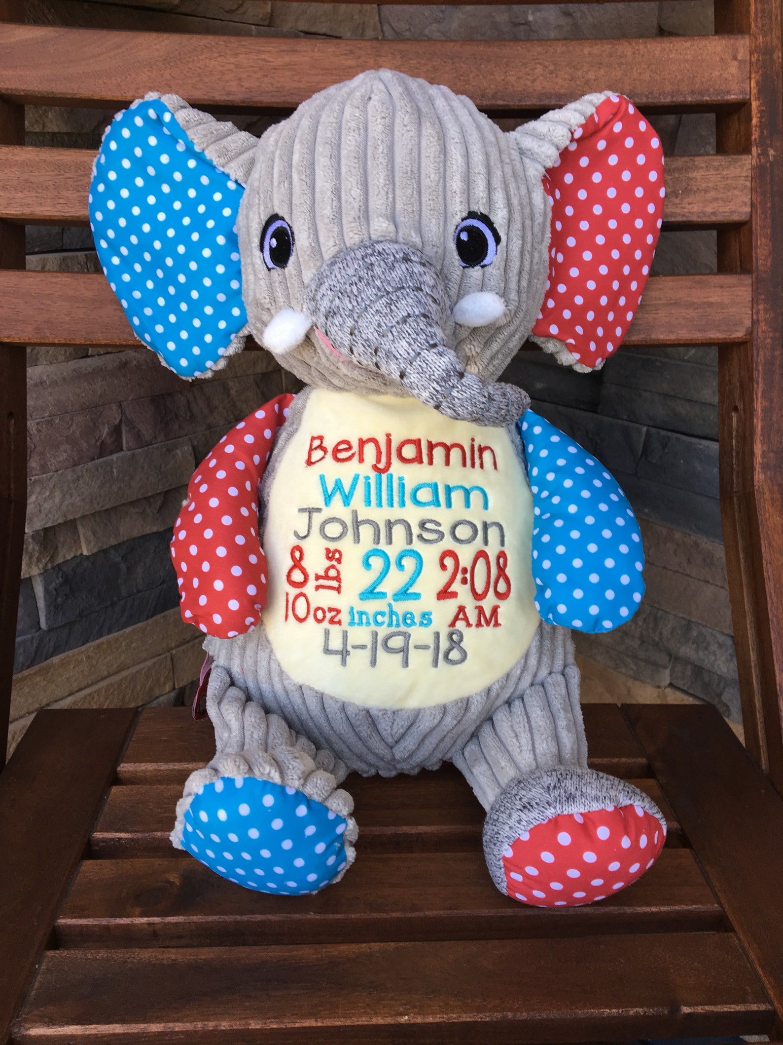 Elephant Birth Stat Stuffed Animal Personalized Baby Gift | Etsy