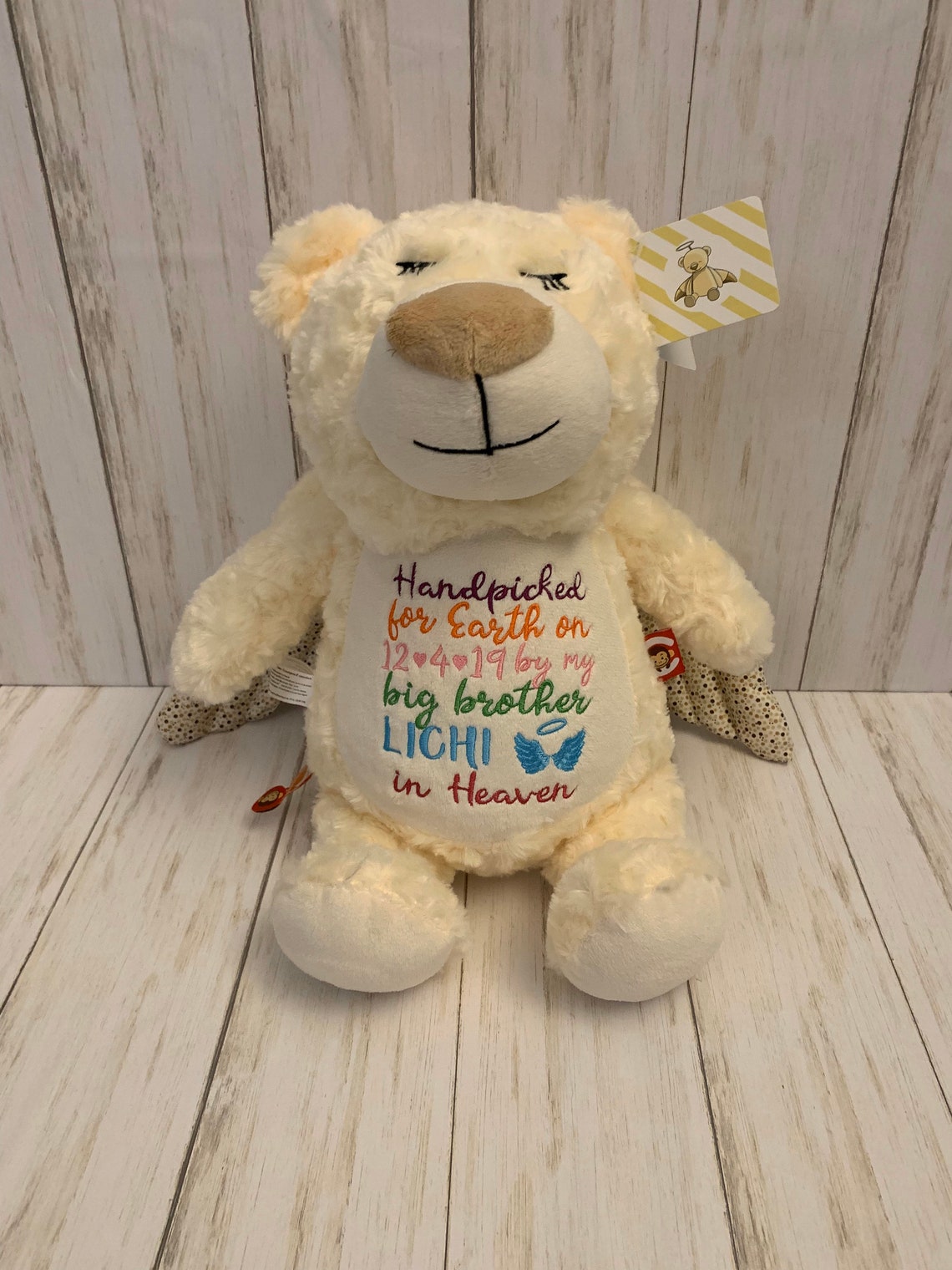 Guardian Angel Bear Personalized Angel Baby Keepsake | Etsy