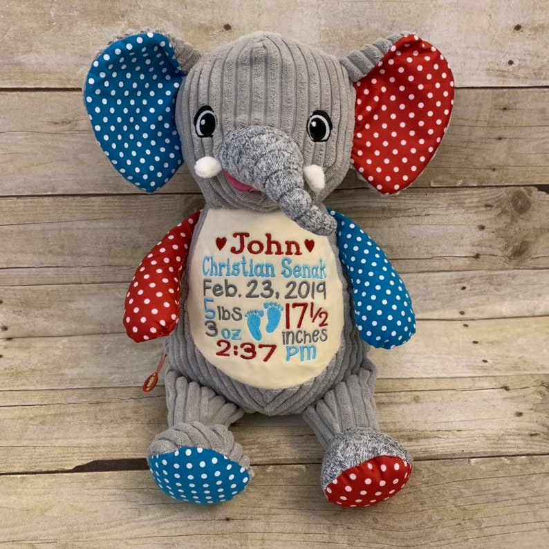 Elephant Birth Stat Stuffed Animal Personalized Baby gift | Etsy