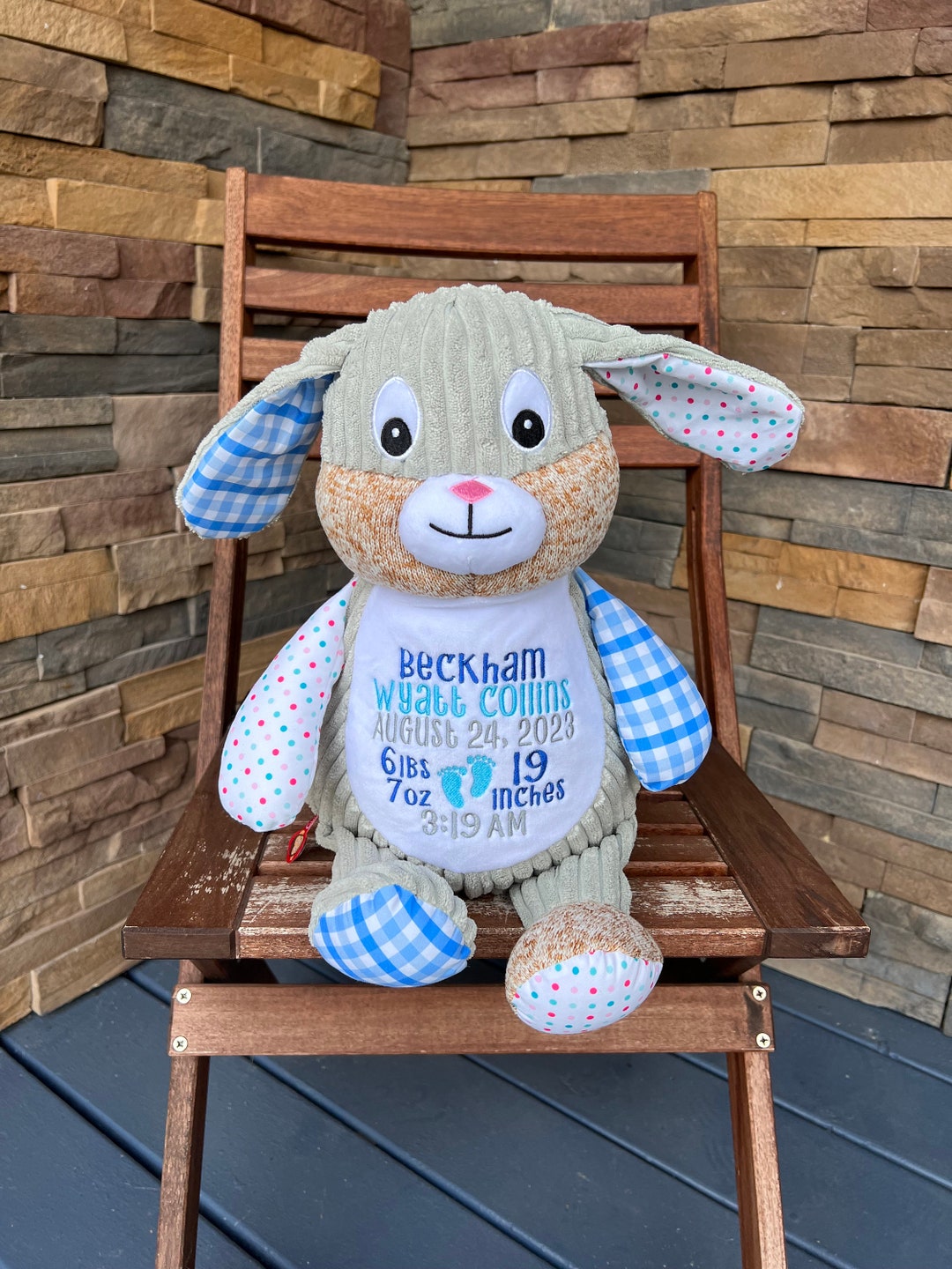 Bunny Birth Stat Stuffed Animal, Personalized Stuffed Animal ...