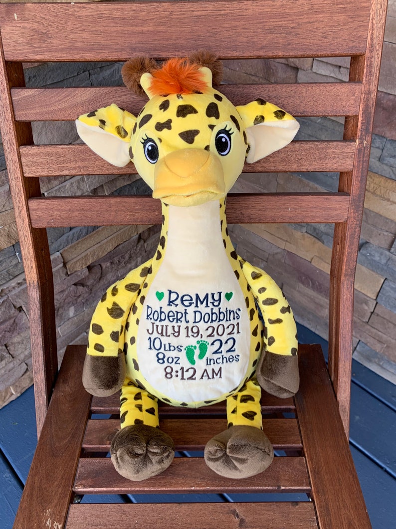 Birth Stat Stuffed Animal, Personalized Baby Gift, Personalized Giraffe ...