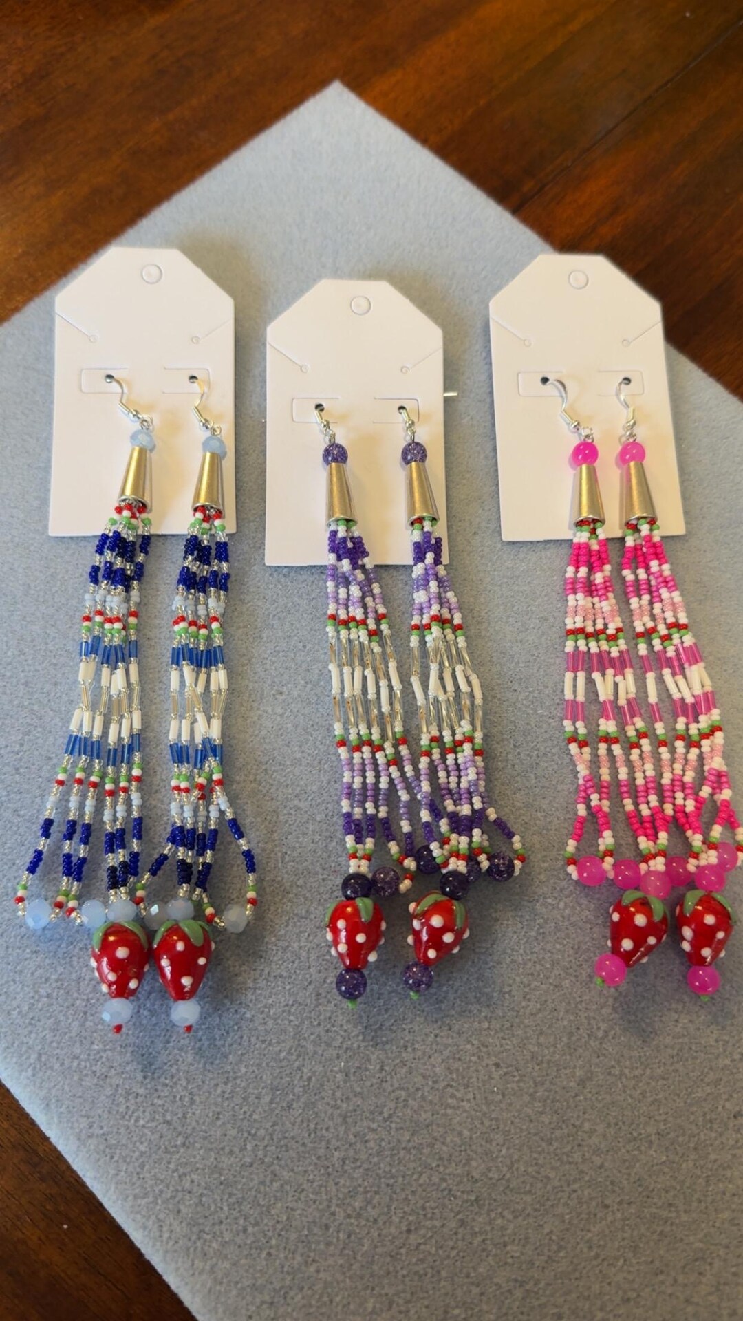 Native American Beaded Fringe Strawberry Earrings - Etsy