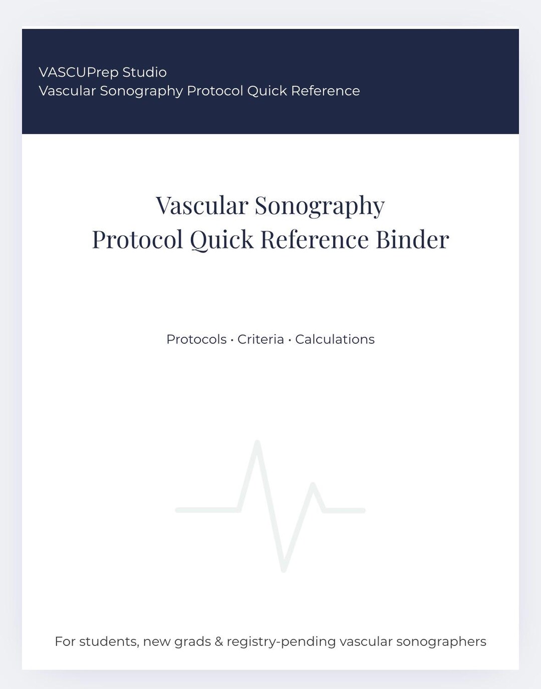 Vascular Sonographer Starter Bundle | Protocol Quick Reference Binder ...
