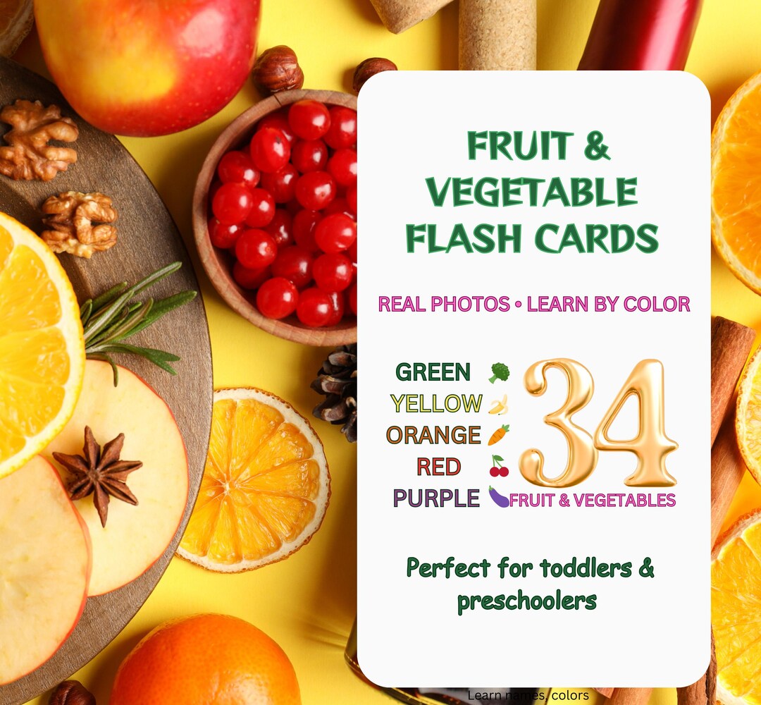 Fruit & Vegetable Flash Cards - Etsy