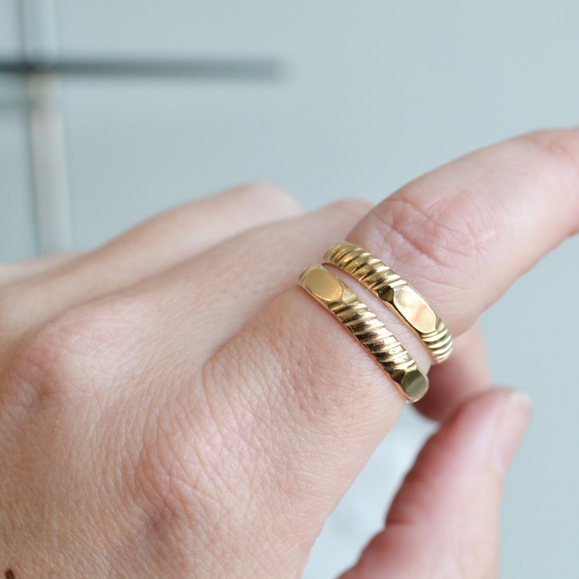 Textured Gold Filled Band Ring Simple Gold Stacking Ring 4mm - Etsy