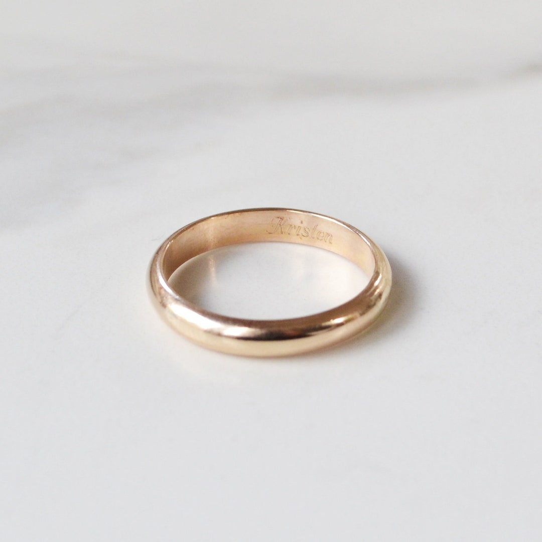 Personalized Gold Ring, Engraved Ring, Wide Gold Band, Thick Gold ...