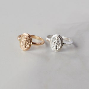 Small Mary Ring, Sterling Silver Virgin Mary Ring, Miraculous Metal ...