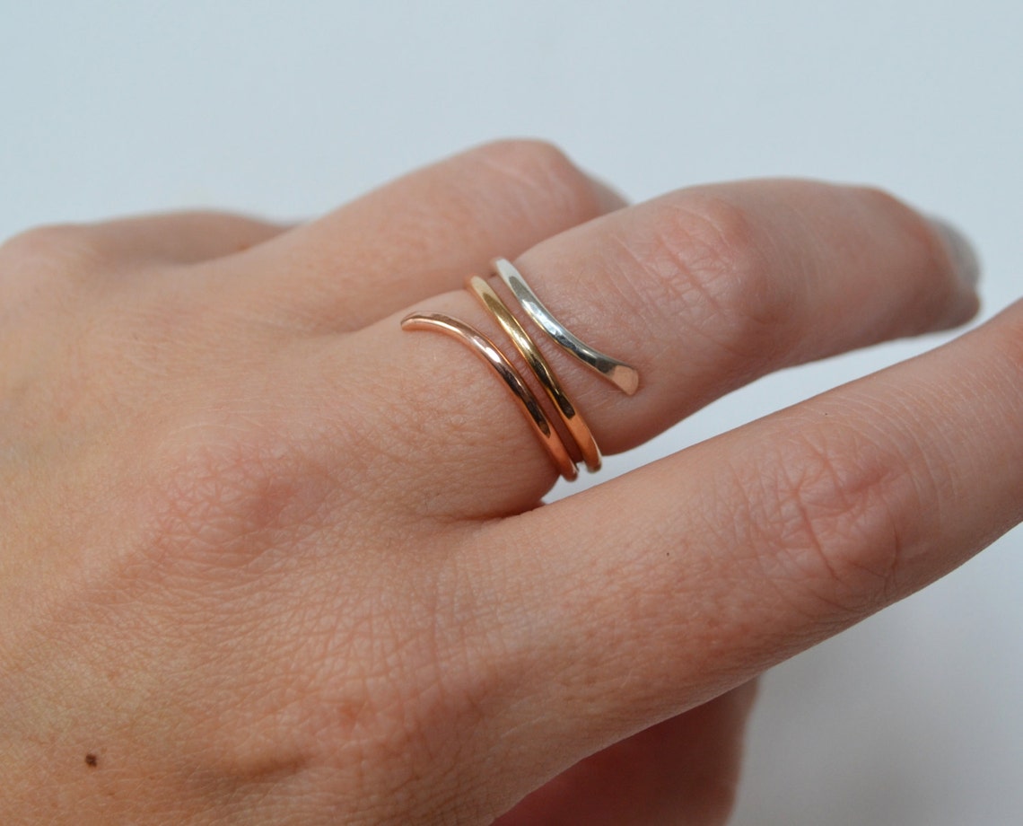 Rainbow Snake Ring 3 Metals in One Tri-color Spiral Ring | Etsy