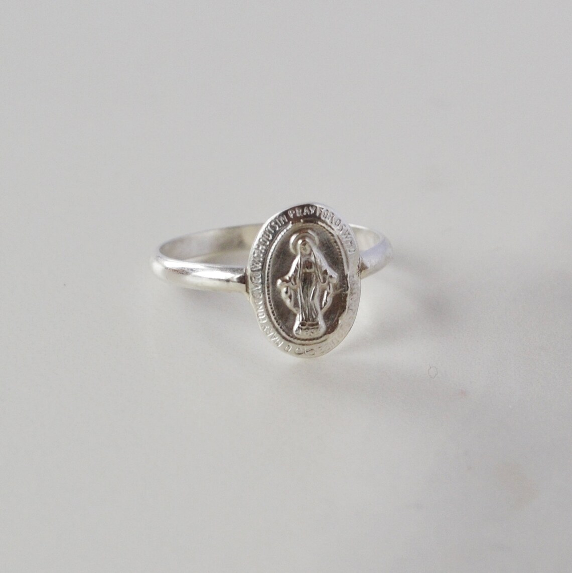 Small Mary Ring Sterling Silver Virgin Mary Ring Miraculous - Etsy