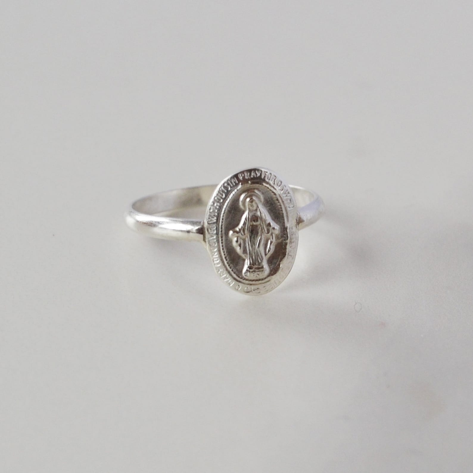 Small Mary Ring, Sterling Silver Virgin Mary Ring, Miraculous Metal ...