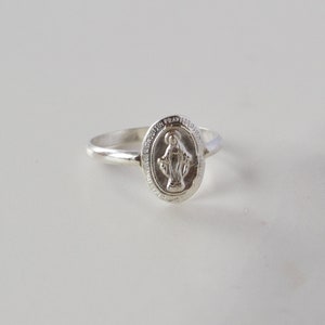 Small Mary Ring, Sterling Silver Virgin Mary Ring, Miraculous Metal ...