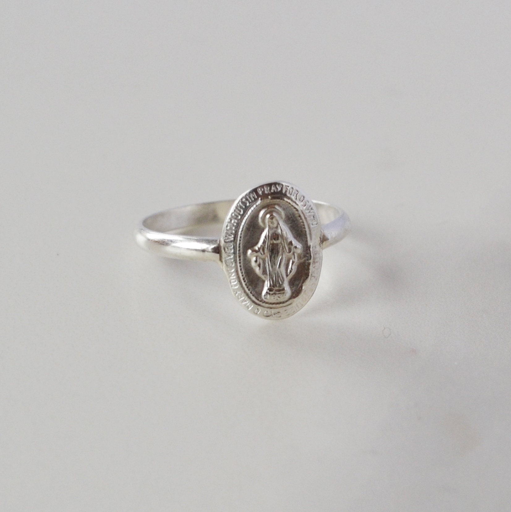 Small Mary Ring Sterling Silver Virgin Mary Ring Miraculous - Etsy