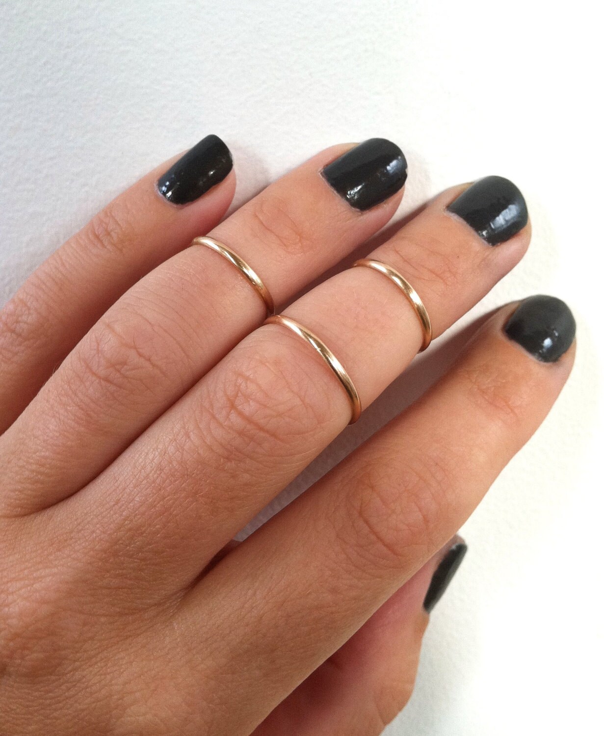 Set of 3 Mid Knuckle Rings 14K Gold Filled Stacking Rings - Etsy