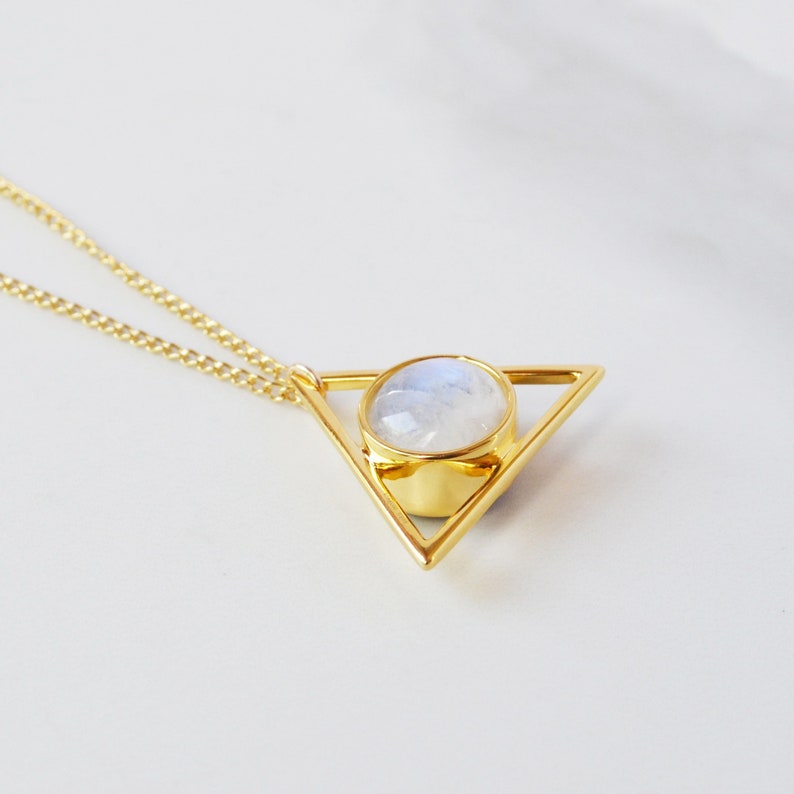 Moonstone and Larimar Two-Faced Triangle Necklace Double | Etsy
