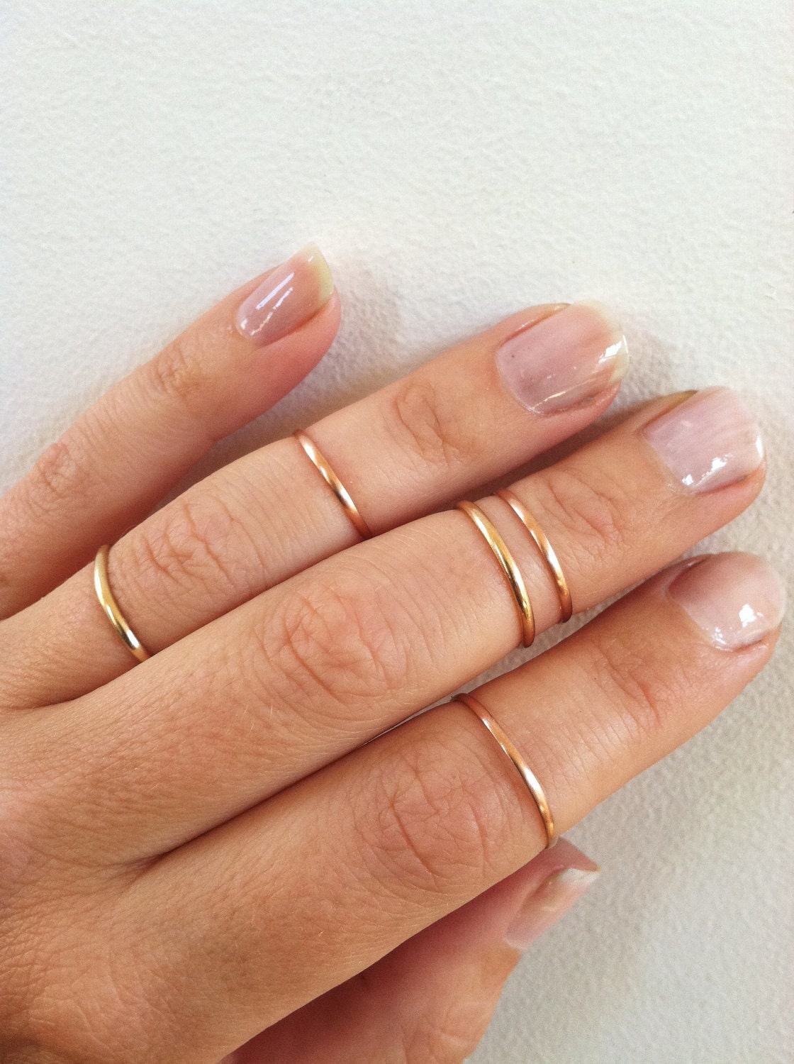 Set of 3 Above the Knuckle Rings 14K Rose Gold Skinny Knuckle - Etsy