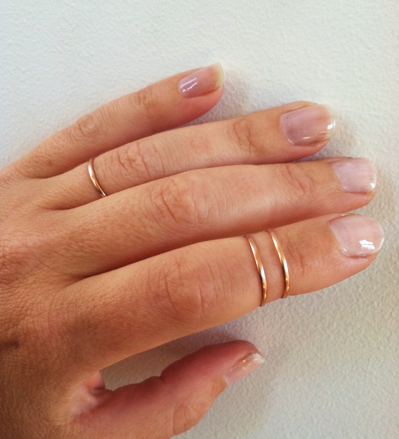 Set of 2 Mid Knuckle Rings 14K Rose Gold Rings Gold Filled - Etsy