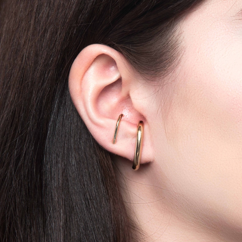 Suspender Ear Jacket Set, 14K Gold Filled Suspender Earrings, Silver ...