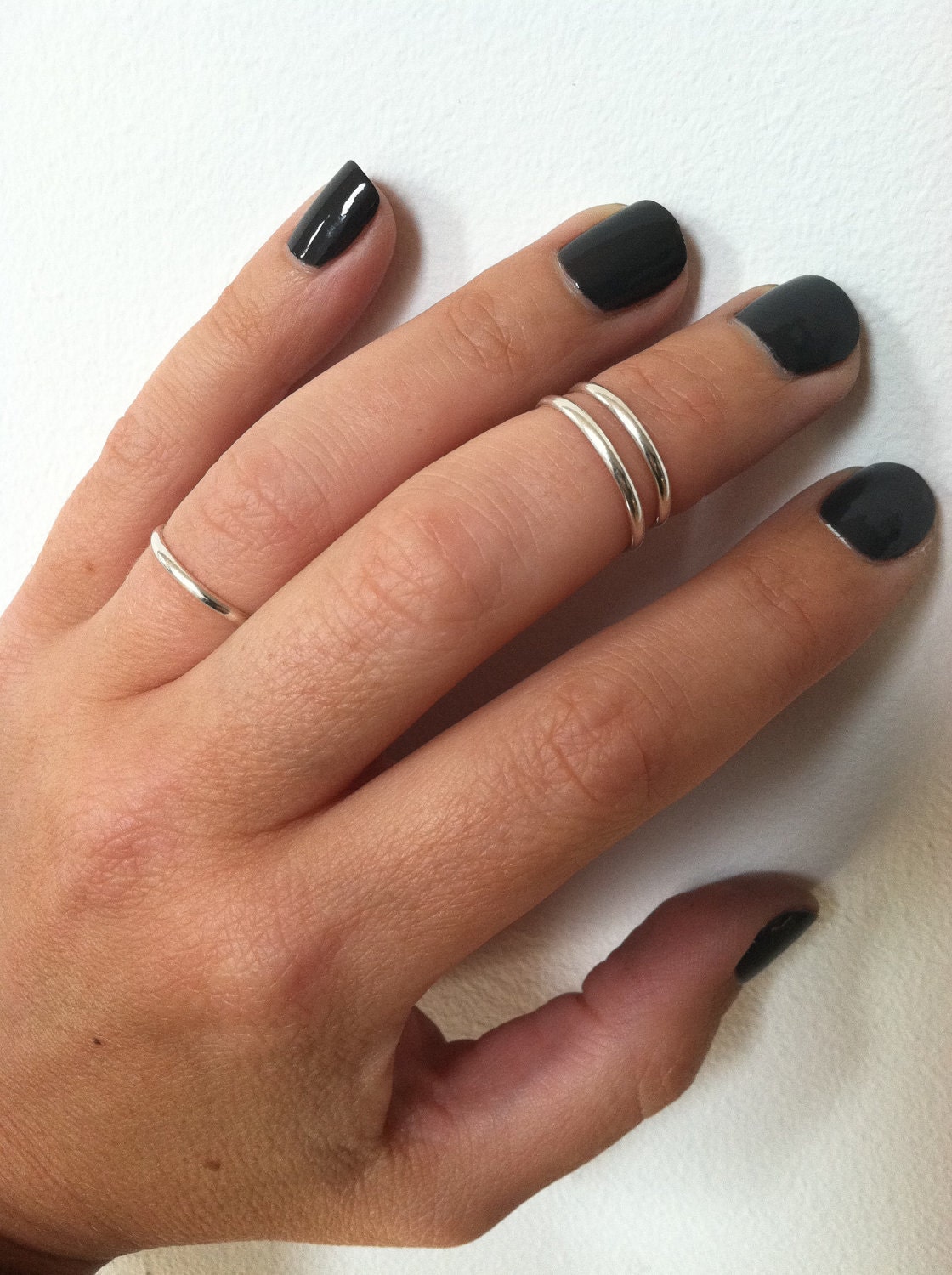 Silver Midi Ring Set of 2 Sterling Silver Stacking Rings | Etsy