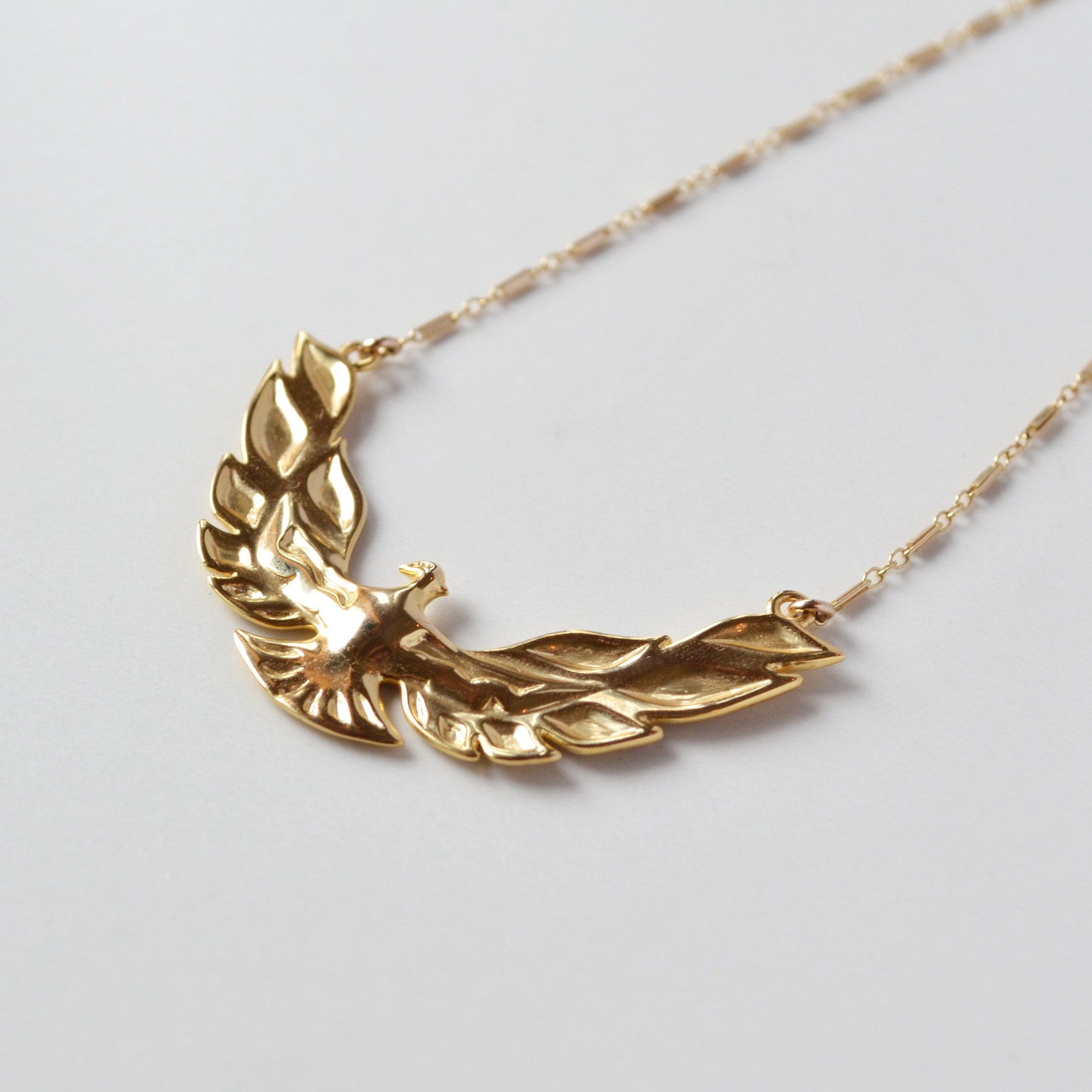 Bandit Necklace, Gold Bird Necklace, Firebird Pendant, Eagle Necklace ...