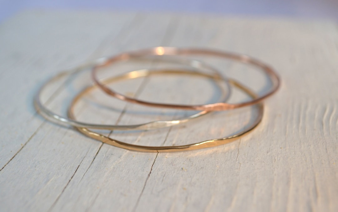 1 WAVE Bangle Bracelet- Gold Bracelet, 14K Rose Gold Filled, Yellow ...
