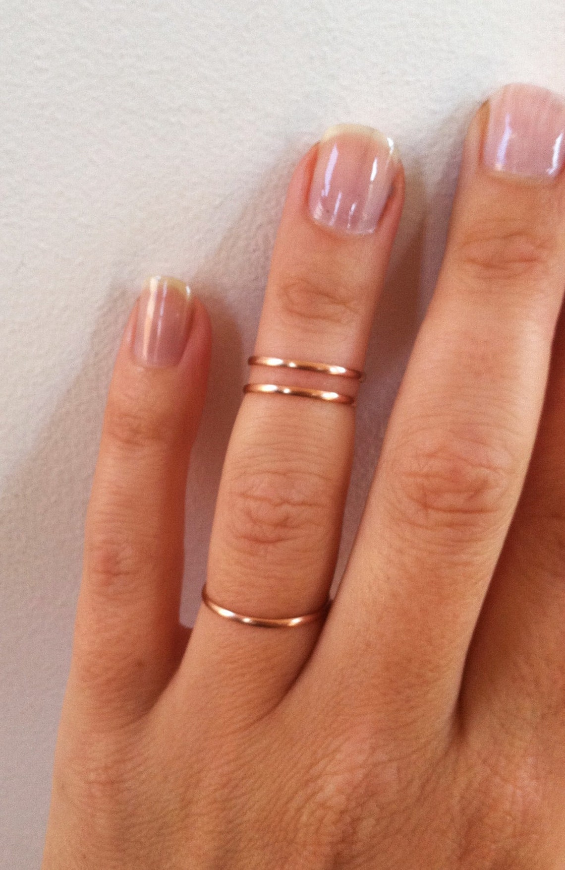 Set of 3 Above the Knuckle Rings 14K Rose Gold Skinny Knuckle - Etsy