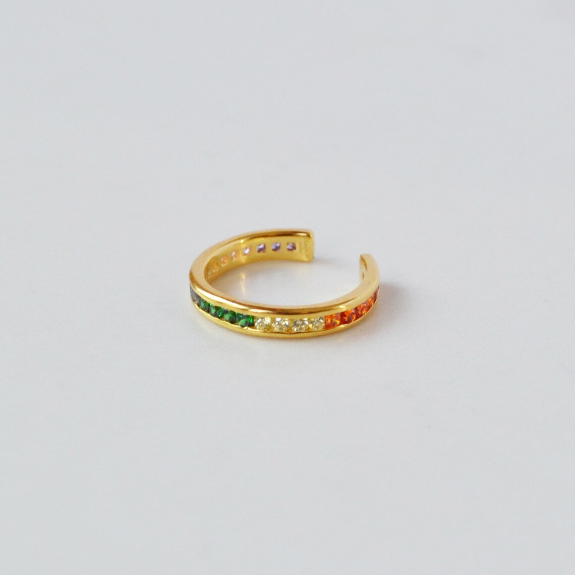 Rainbow Ear Cuff Pavé Diamond Ear Cuff Gold Huggie Cuff Non - Etsy