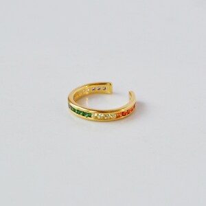 Rainbow Ear Cuff, Pavé Diamond Ear Cuff, Gold Huggie Cuff, Non Pierced ...