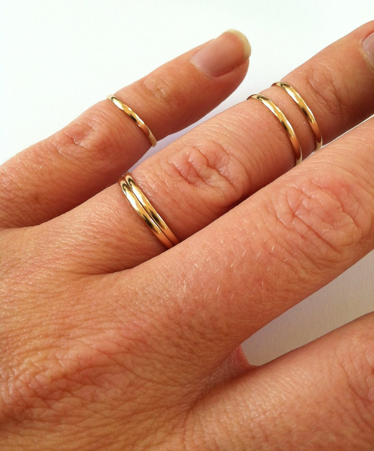 5 Golden Rings Holiday Gift Set Set of Gold Stacking Rings - Etsy