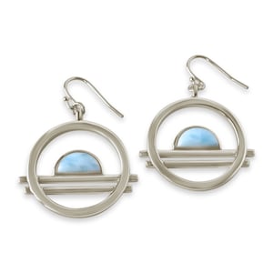 Larimar Earrings, Gold Larimar Gemstone Hoops, Half Moon Stone Crescent ...