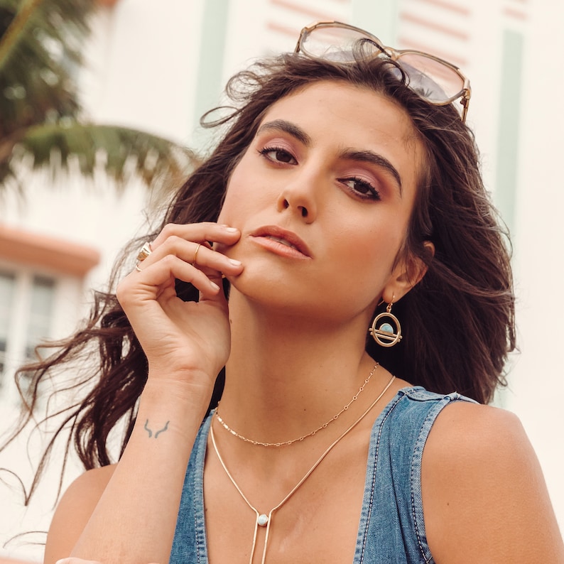 Larimar Earrings, Gold Larimar Gemstone Hoops, Half Moon Stone Crescent ...