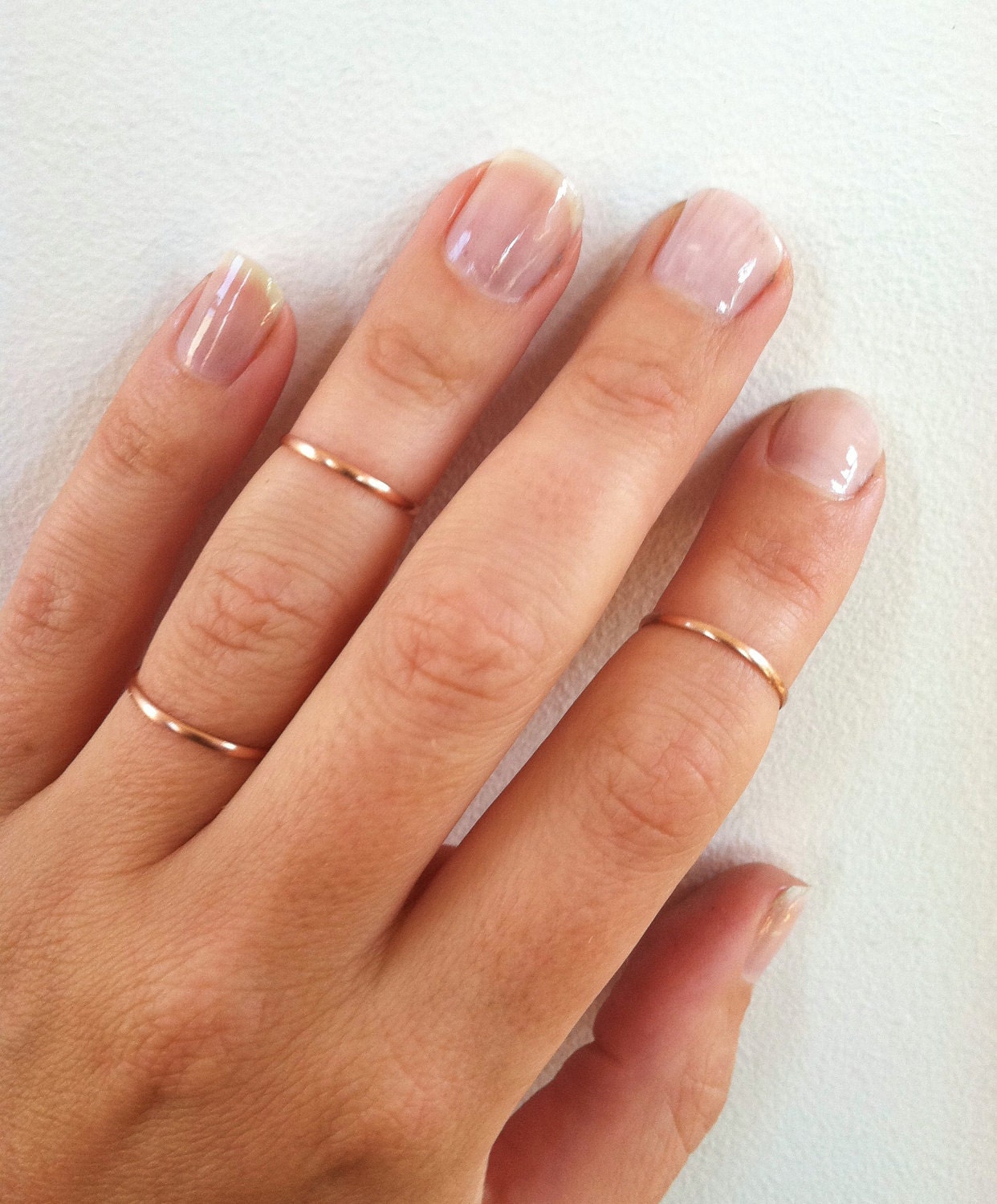 Set of 2 Mid Knuckle Rings 14K Rose Gold Rings Gold Filled - Etsy