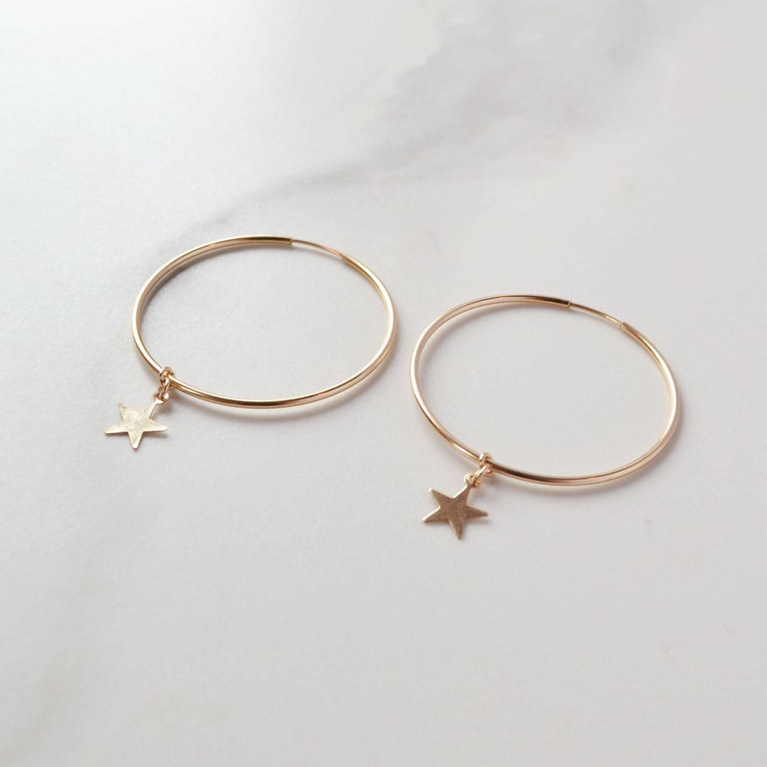 Star Hoop Earrings, 14k Gold Filled Hoop, Gold Hoop Earrings, Gold ...