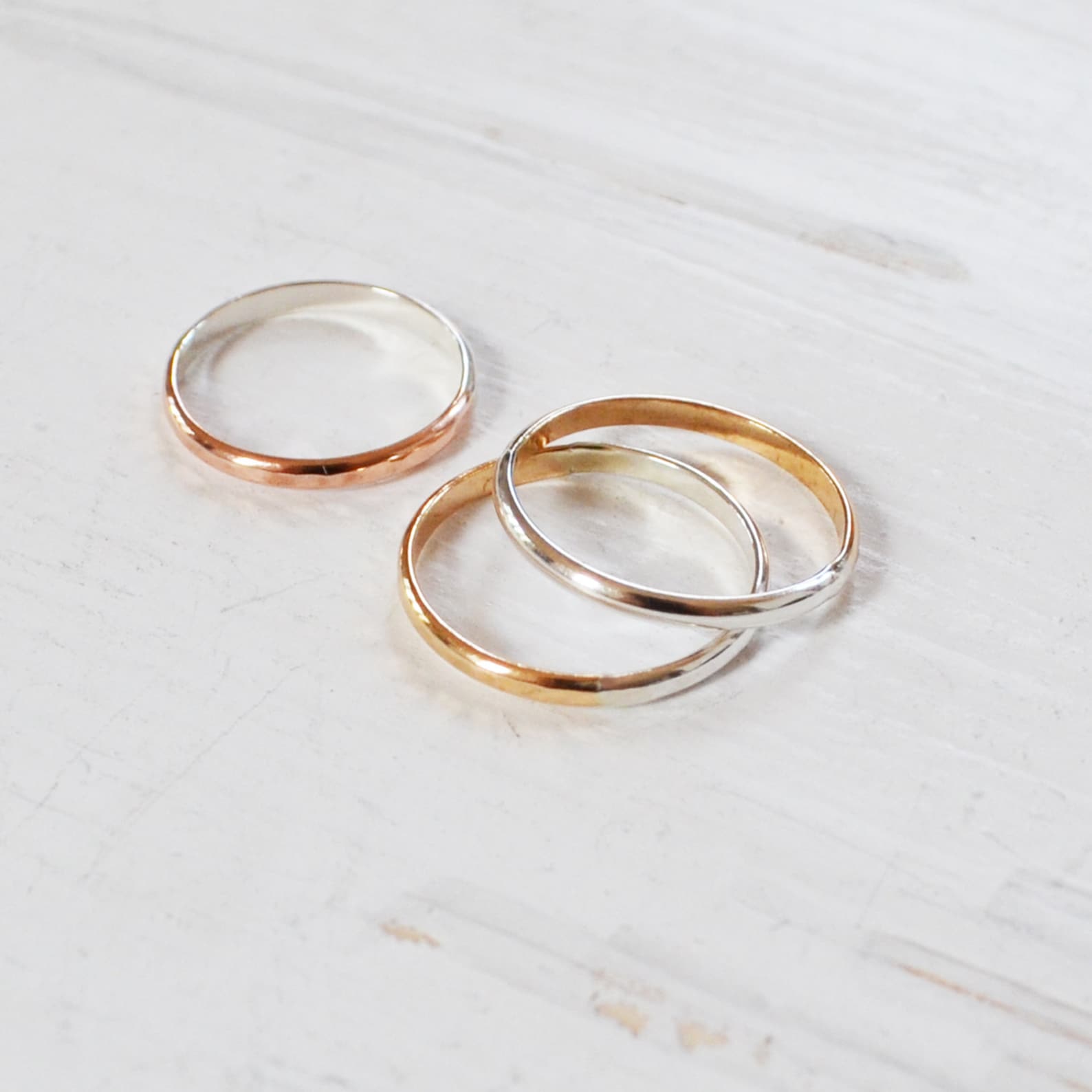 Bi-color Crescent Ring Silver and Gold Midi Ring Rose Gold - Etsy