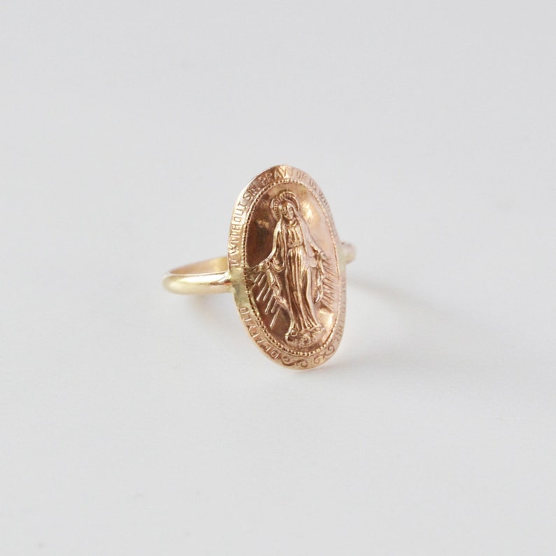 Virgin Mary Ring 14K Gold Filled Religious Medallion Ring | Etsy