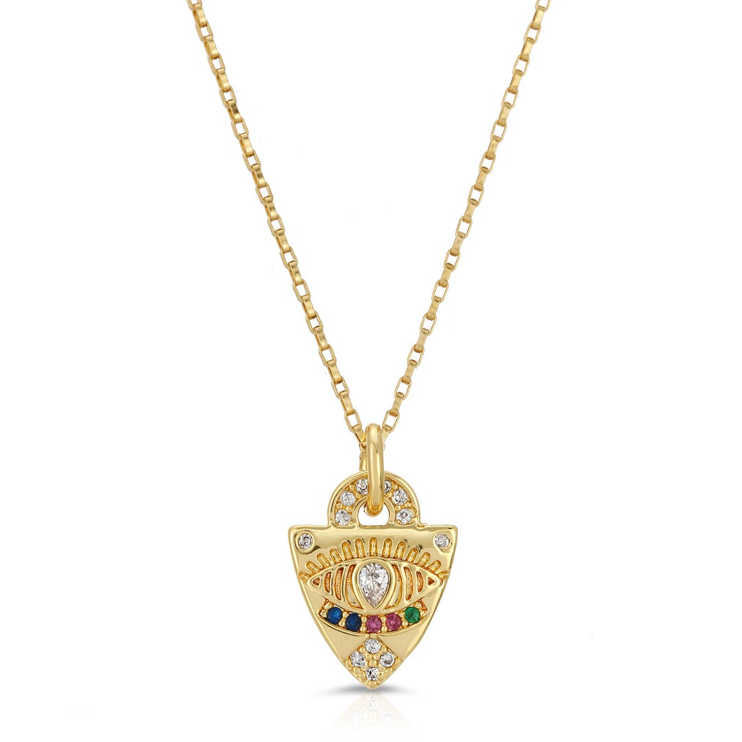 14k Gold Filled Third Eye Necklace: Gemstone Protection Charm - Etsy